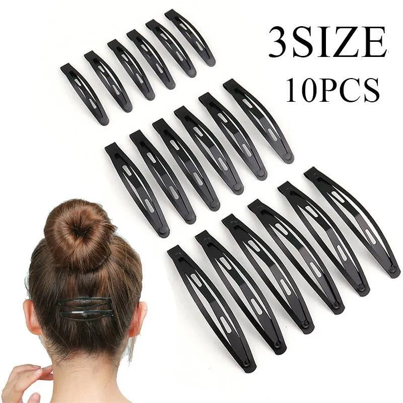 Alloy Metal Snap Hair Clips Black Tone Wide Barrettes for Women Daily ...