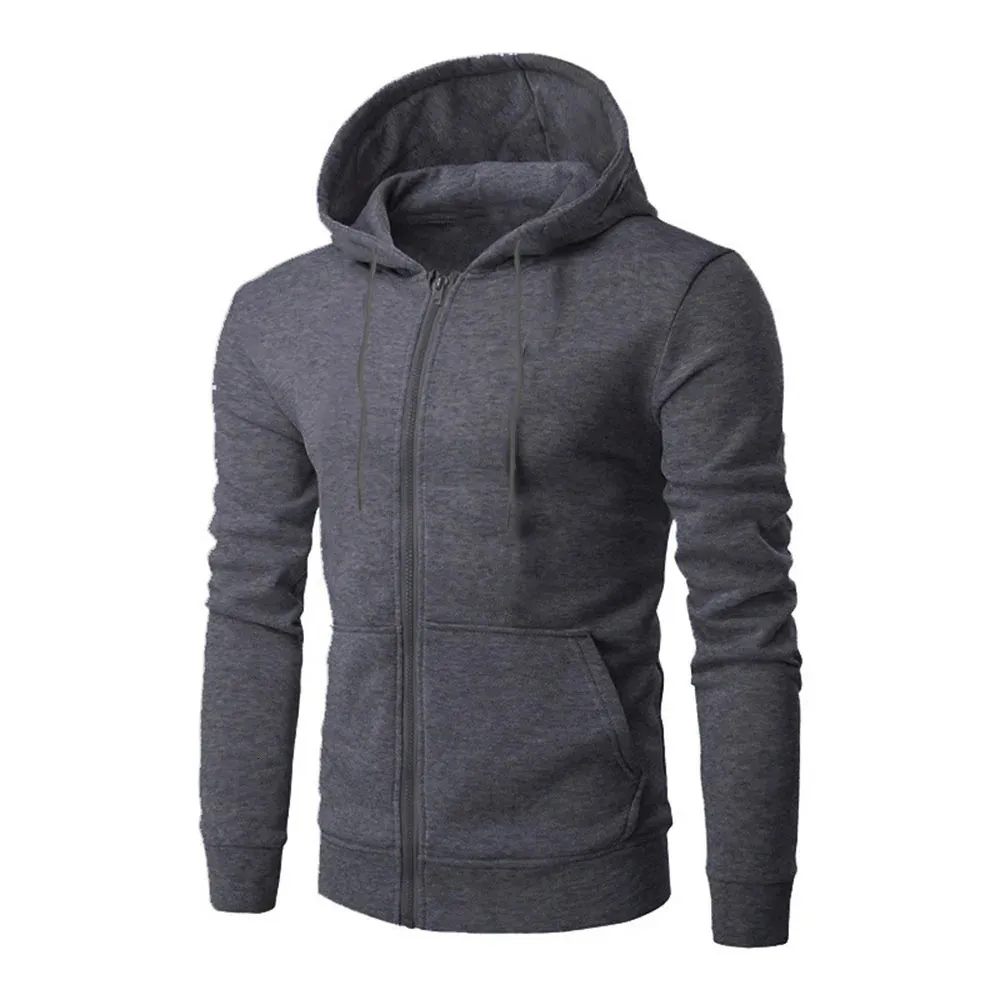 Men's Solid Color Basic Hooded Jacket Cardigan Sweatshirt Spring Autumn ...