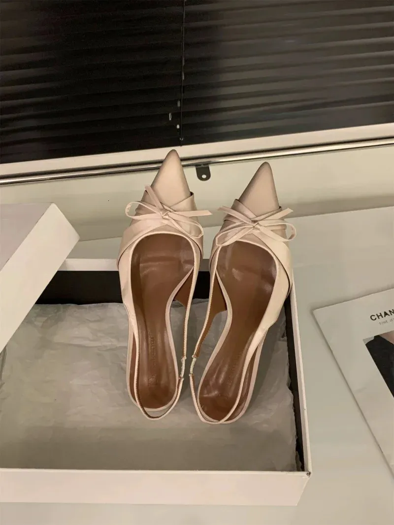 Spring Summer French Style Pointed Toe Bowknot High Heels Elegant Party ...