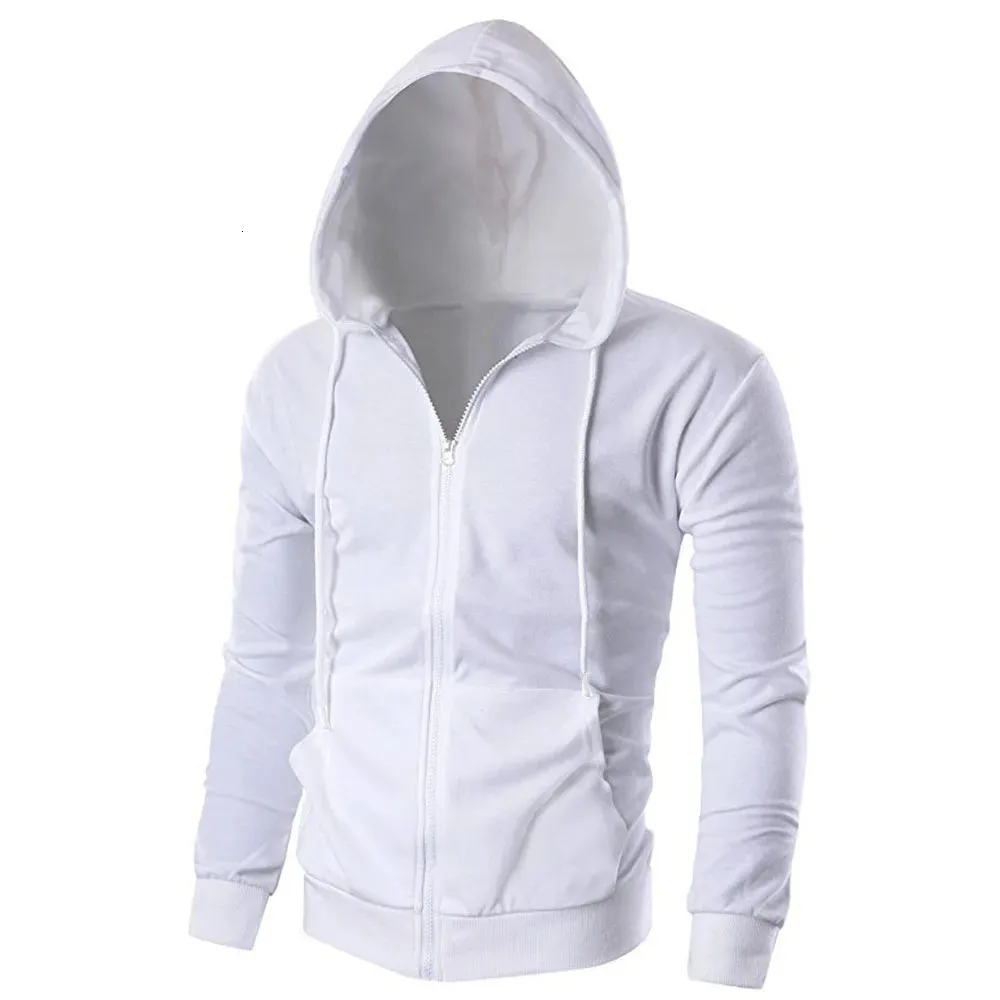 Men's Solid Color Basic Hooded Jacket Cardigan Sweatshirt Spring Autumn ...