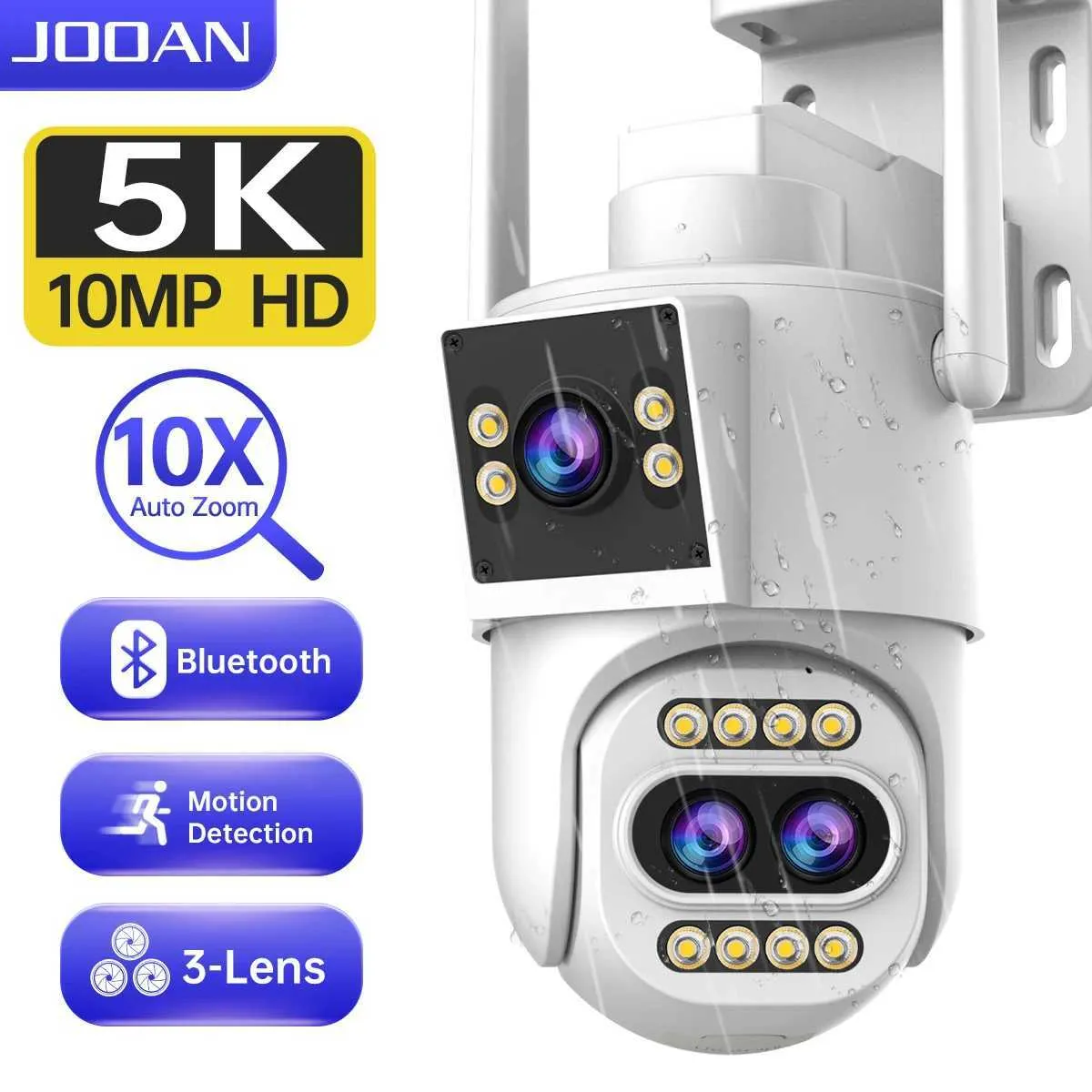 Jooan 5K 4K HD IP Camera Outdoor Three Lens 10X Optical Zoom WiFi ...