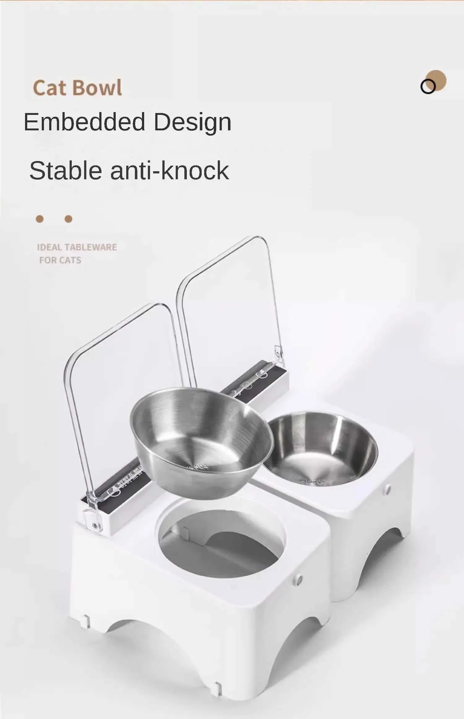 Smart Cat Bowl with Lid: Ceramic Stainless Steel Food Bowl, Neck ...