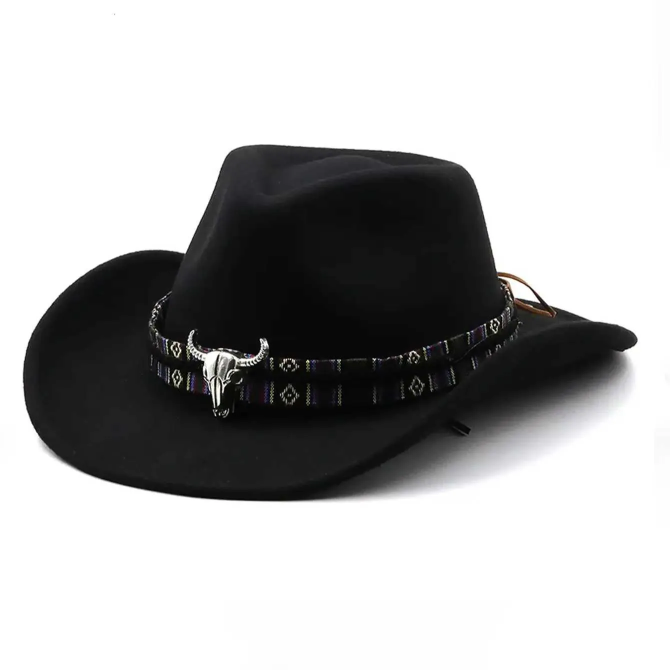 Western Cowboy Wool Jazz Black Cowgirl Hat For Men And Women Ethnic ...