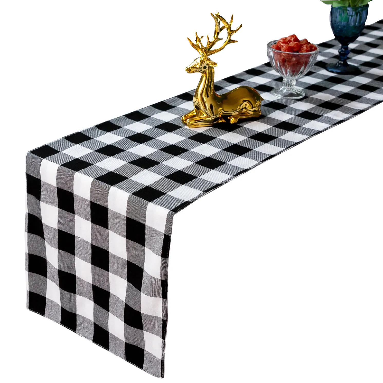 Red and Black Checkered Table Runner, American Style Decorative ...