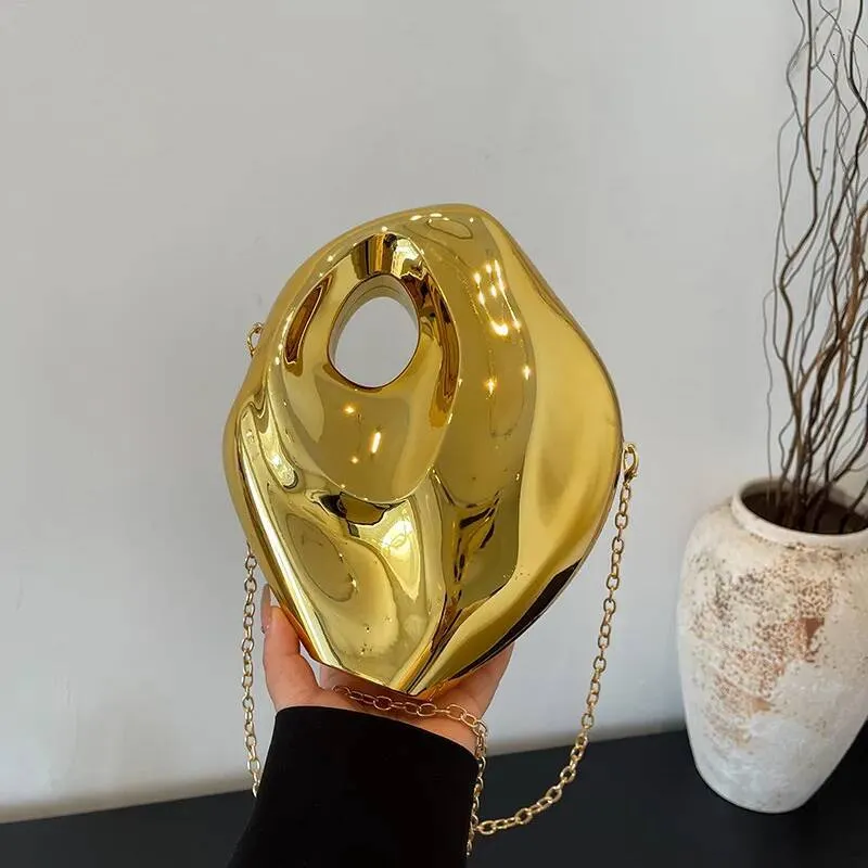 Unique Stylish Metal Acrylic Stone Shaped Handbag For Party Evening Lightweight Elegant Clutch ...