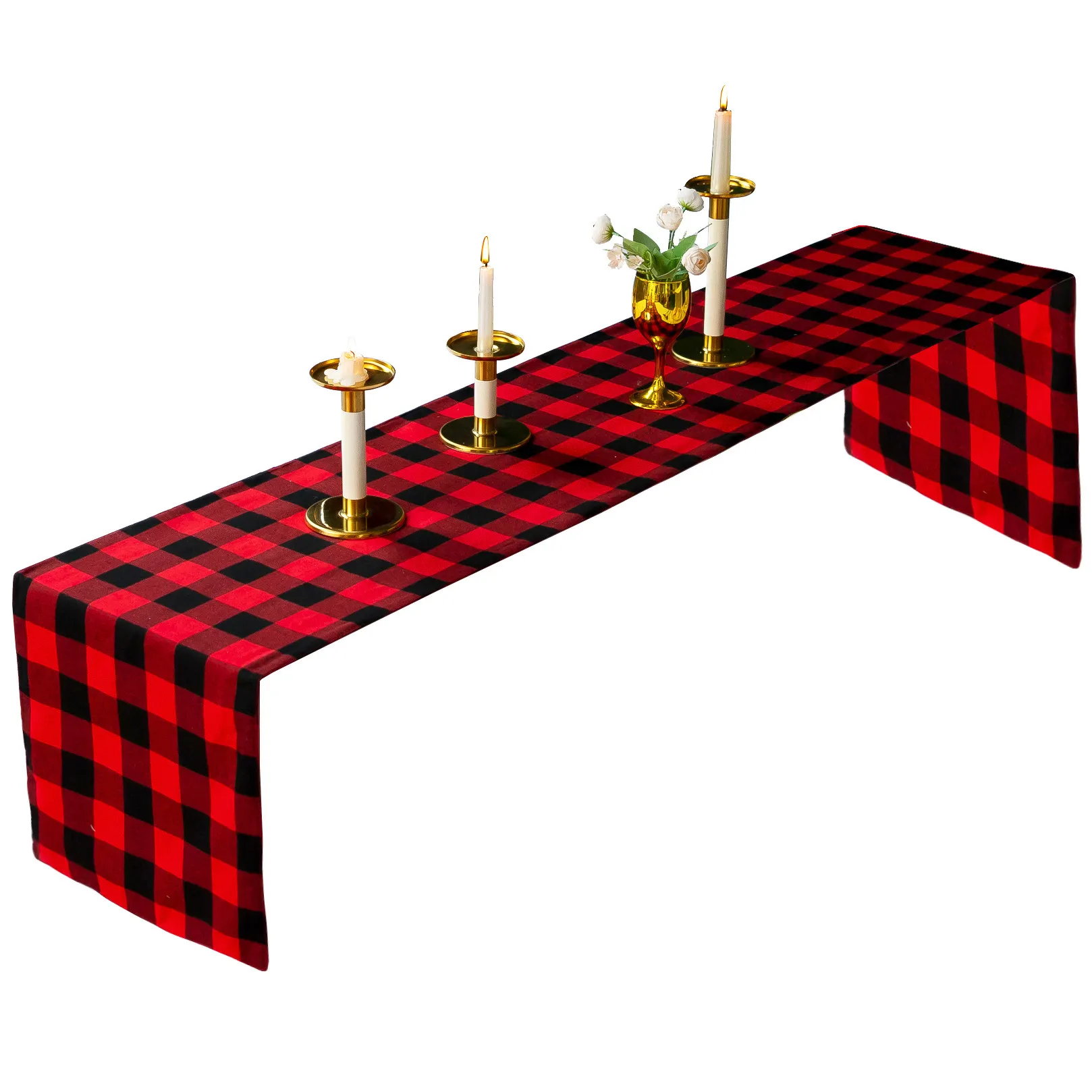 Red and Black Checkered Table Runner, American Style Decorative ...