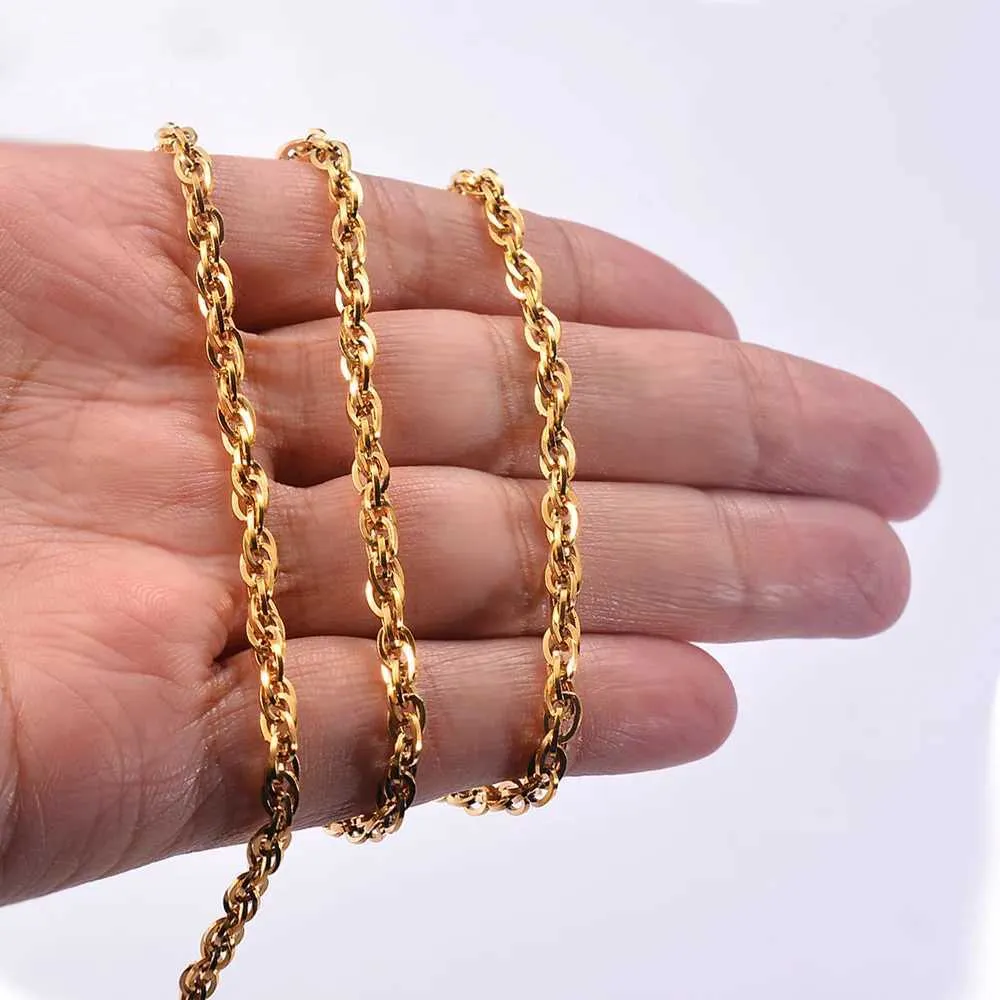 One Piece Stainless Steel Double Cable Square Chain Necklace, 3mm Width ...