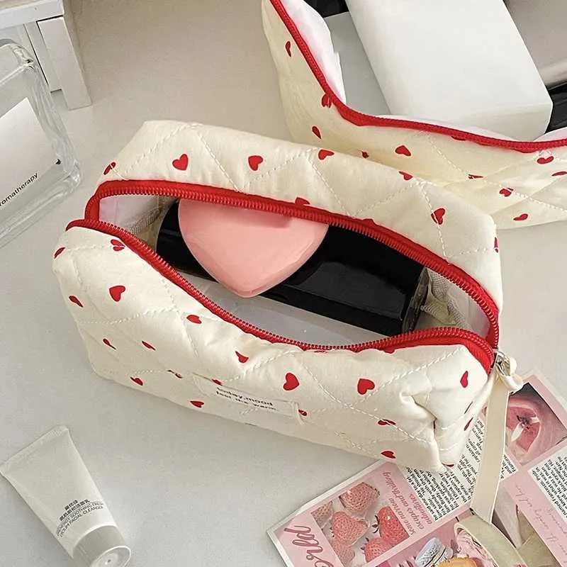 Luxurious Red Quilted Cosmetic Handbag, Large Capacity for Traveling ...