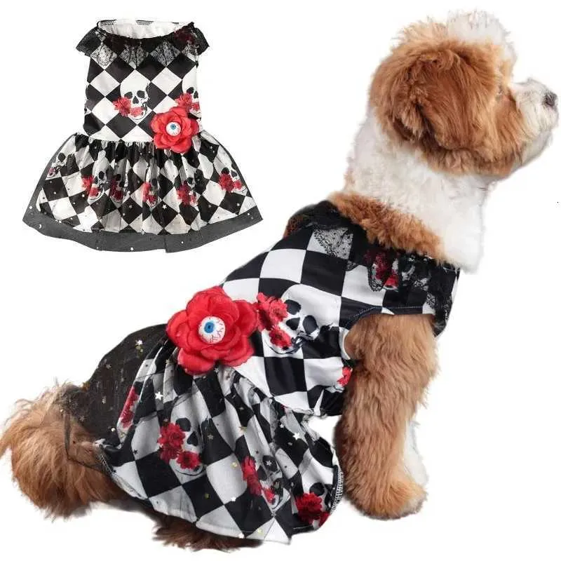 Skull Pattern Lace Dog Dress Small With Eye Flower Skirt Funny Pet ...
