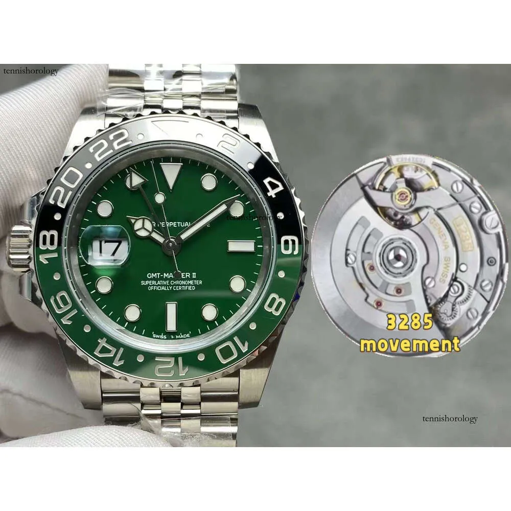 BOX Mens 40mm Automatic Mechanical Watch Green Pepsi Bezel Cal. 3285 ...
