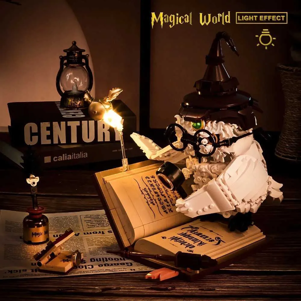 DIY Creative Building Bricks Magic World Owl Doctor Magic Book MOC ...