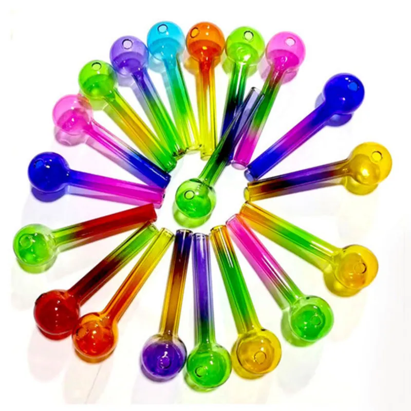4 Inch Colorful Pyrex Glass Oil Burner Pipes Mini Spoon Hand Hold Tube ...