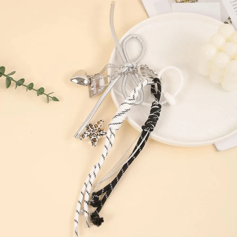 Funny Elegant Starfish Tassel Keychain with Alloy Leopard Print Leather ...