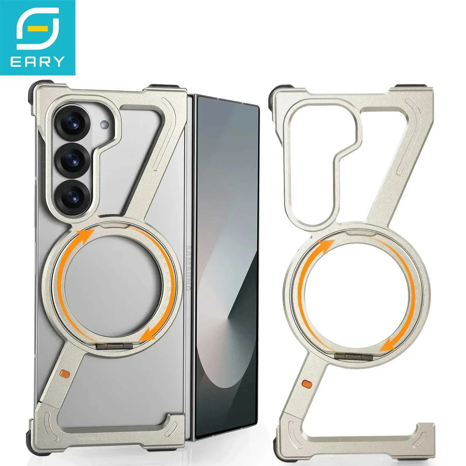 Eary Case for Galaxy Z Fold 7 with 360° Rotatable Magnetic Stand, Metal ...