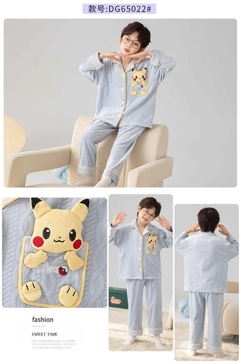 Boys' Pajamas: Autumn Winter Island Velvet Flannel, Big Boys' Thickened ...