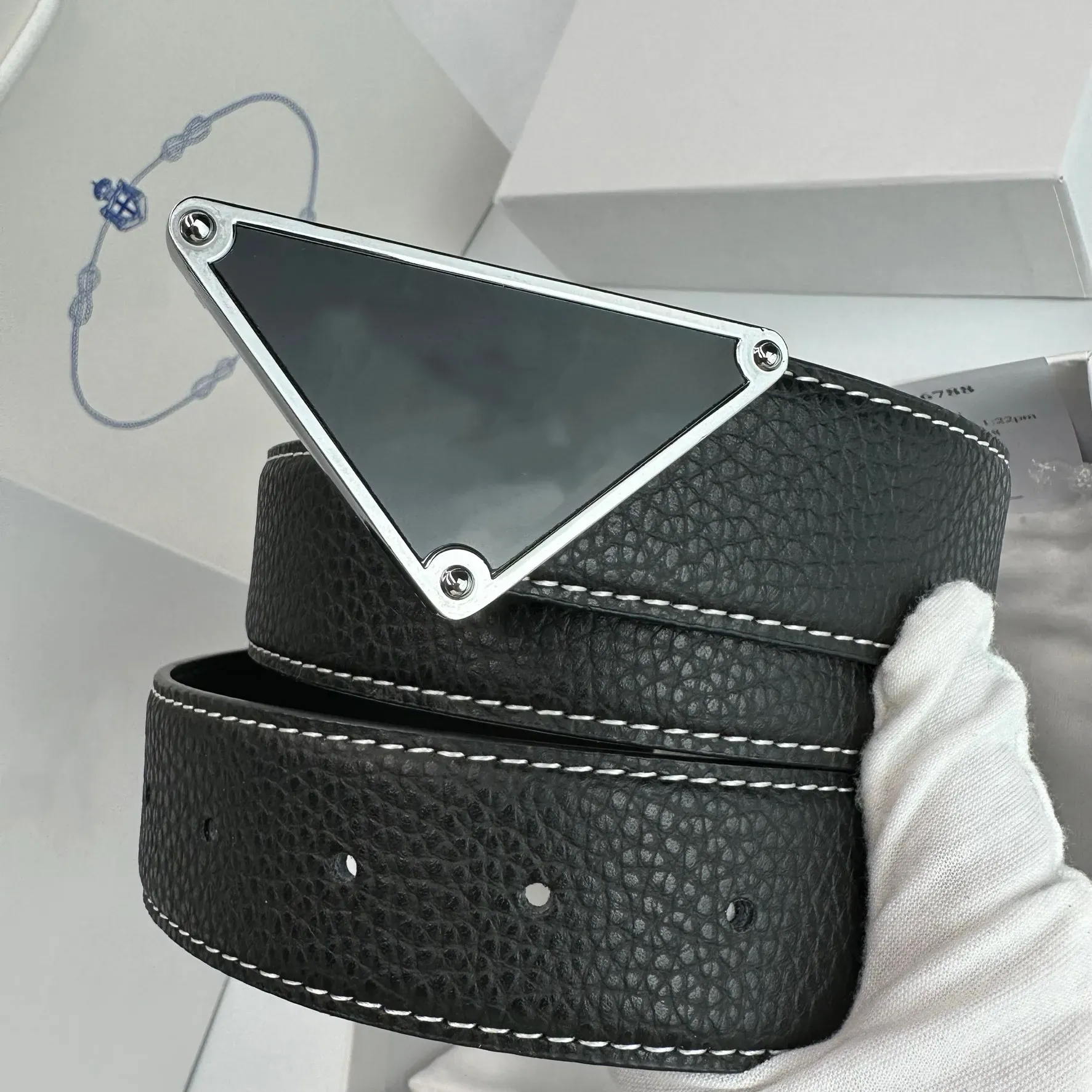 Gold Triangle Buckle Fashion Classic Genuine Leather... From Stylegems ...
