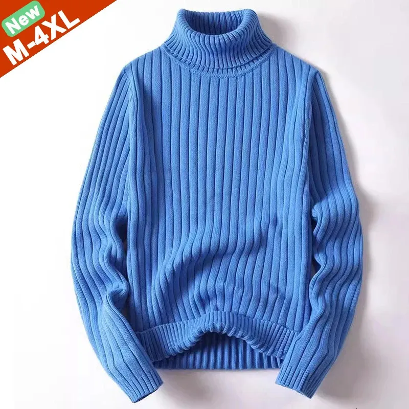 Men's Turtleneck Sweater, Solid Knit Pullover Jumper for Autumn Winter ...