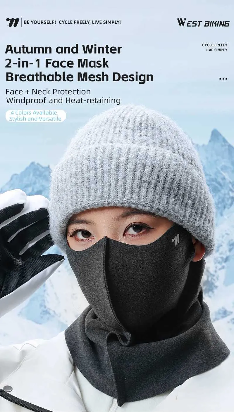 West Biking 2-in-1 Face Mask: Windproof, Heat-Retaining Neck Protection ...