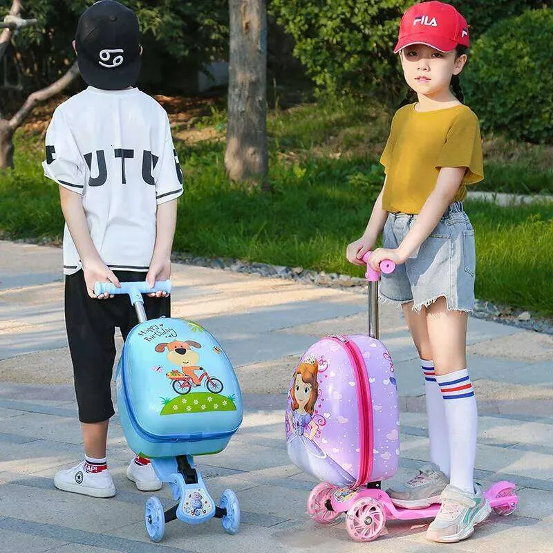 New Cute Skateboard Suitcase Scooter Children's Trolley Large Box Carry ...