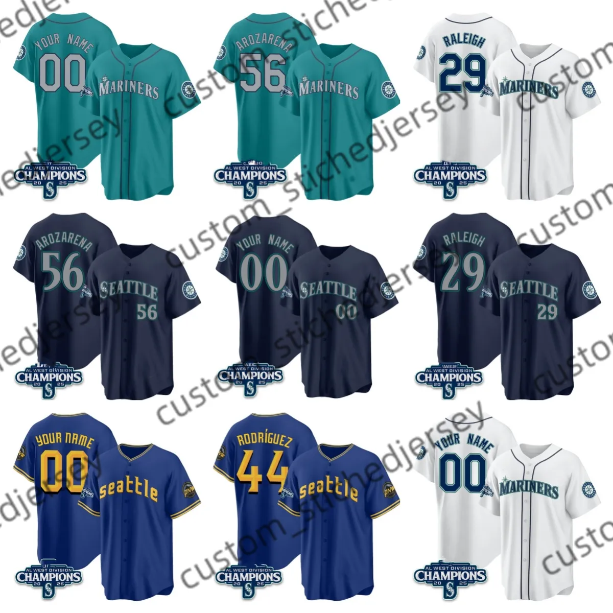 Seattle Mariners Custom 100 Polyester Baseball Shirts Featuring Julio ...
