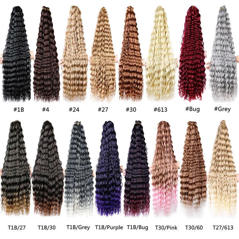 32-Inch European Style Deep Wave Crochet Hair Bulk Set, High ...