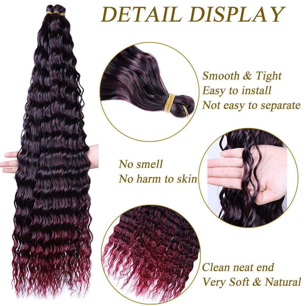 32-Inch European Style Deep Wave Crochet Hair Bulk Set, High ...