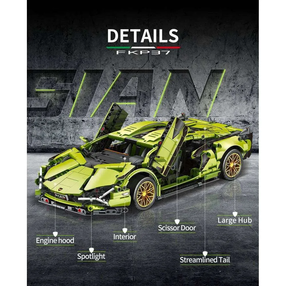 Technical Bugattied Building Blocks Lamborghinis Hypercar Racing Car ...