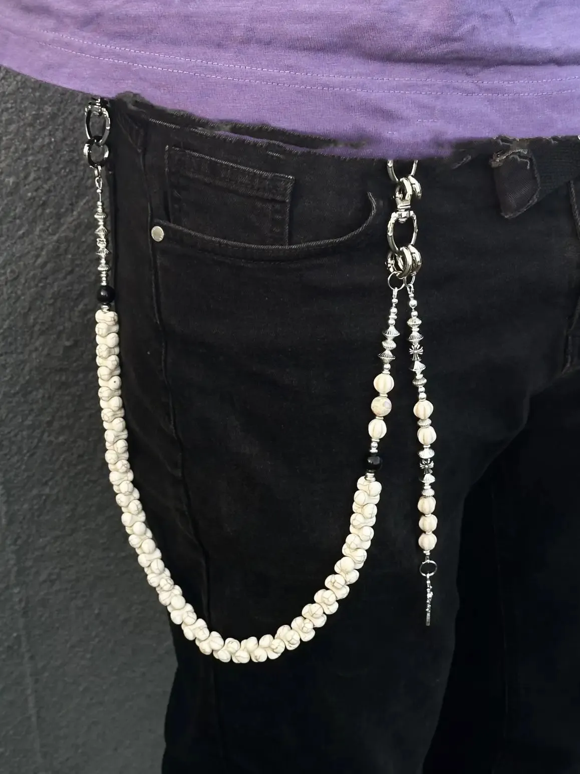 Original Handmade Punk Style Pants Chain with American White Turquoise ...