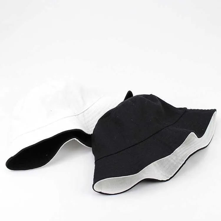 Two-Side Reversible Black and White Solid Bucket Hat Unisex Fashion ...