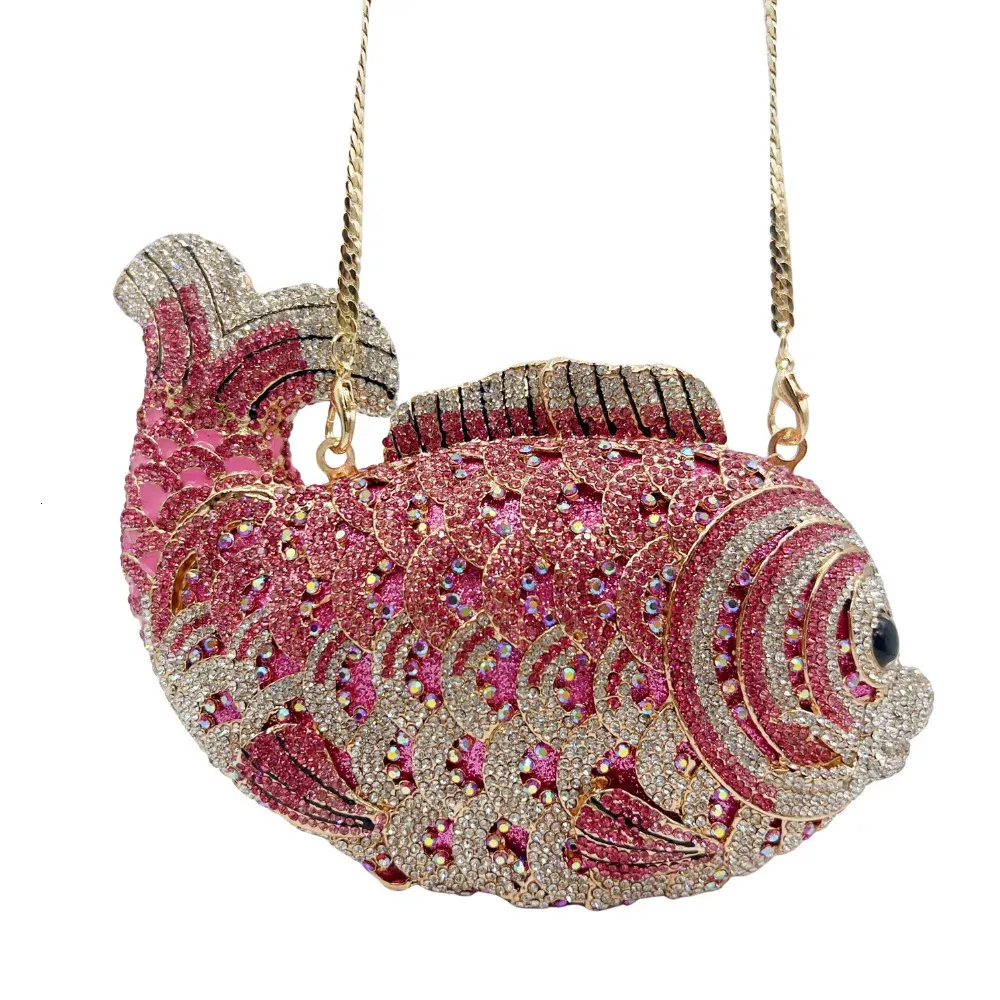 XIYUAN Fish Shape Rhinestone Evening Bag for Women, Diamond Metal ...