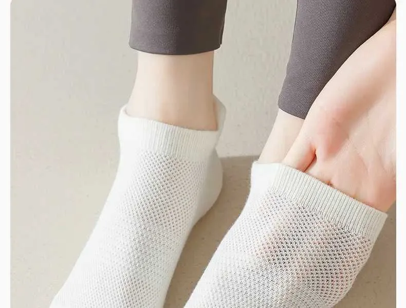 Womens Mesh Breathable Yoga Socks, Cotton Low Cut Short Non-Slip Gym ...