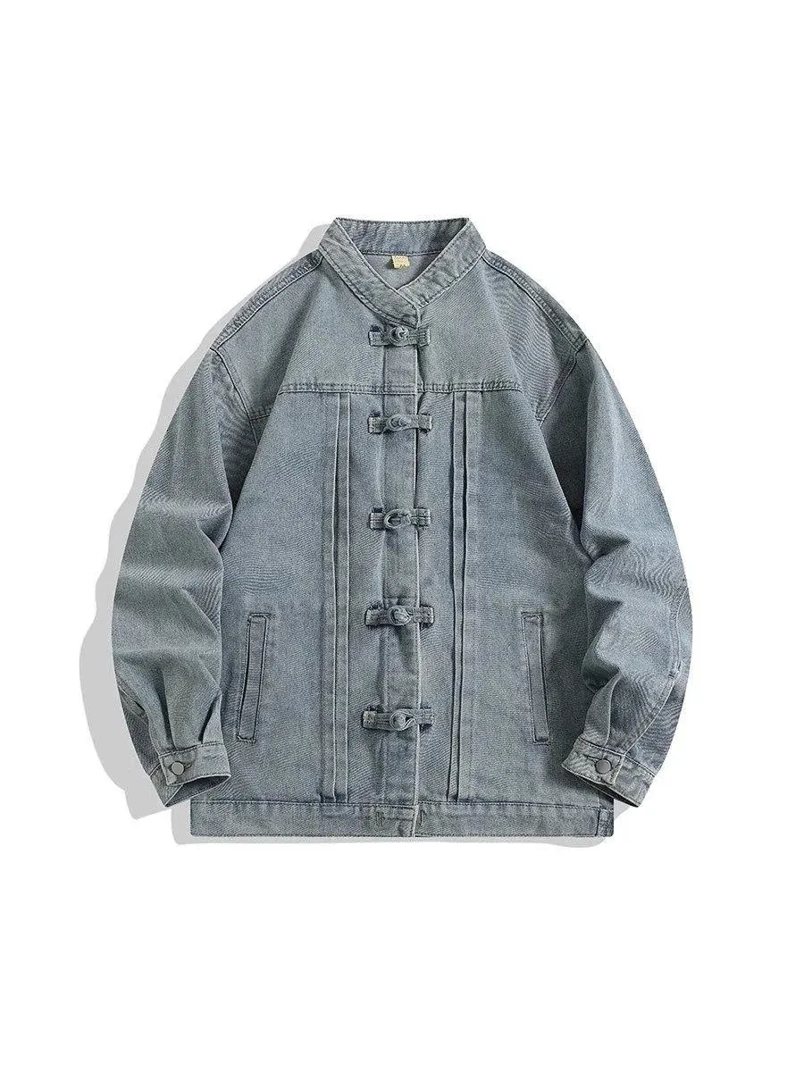 Vintage Chinese Style Denim Jacket Men Streetwear... From Bai02, $47.51 ...