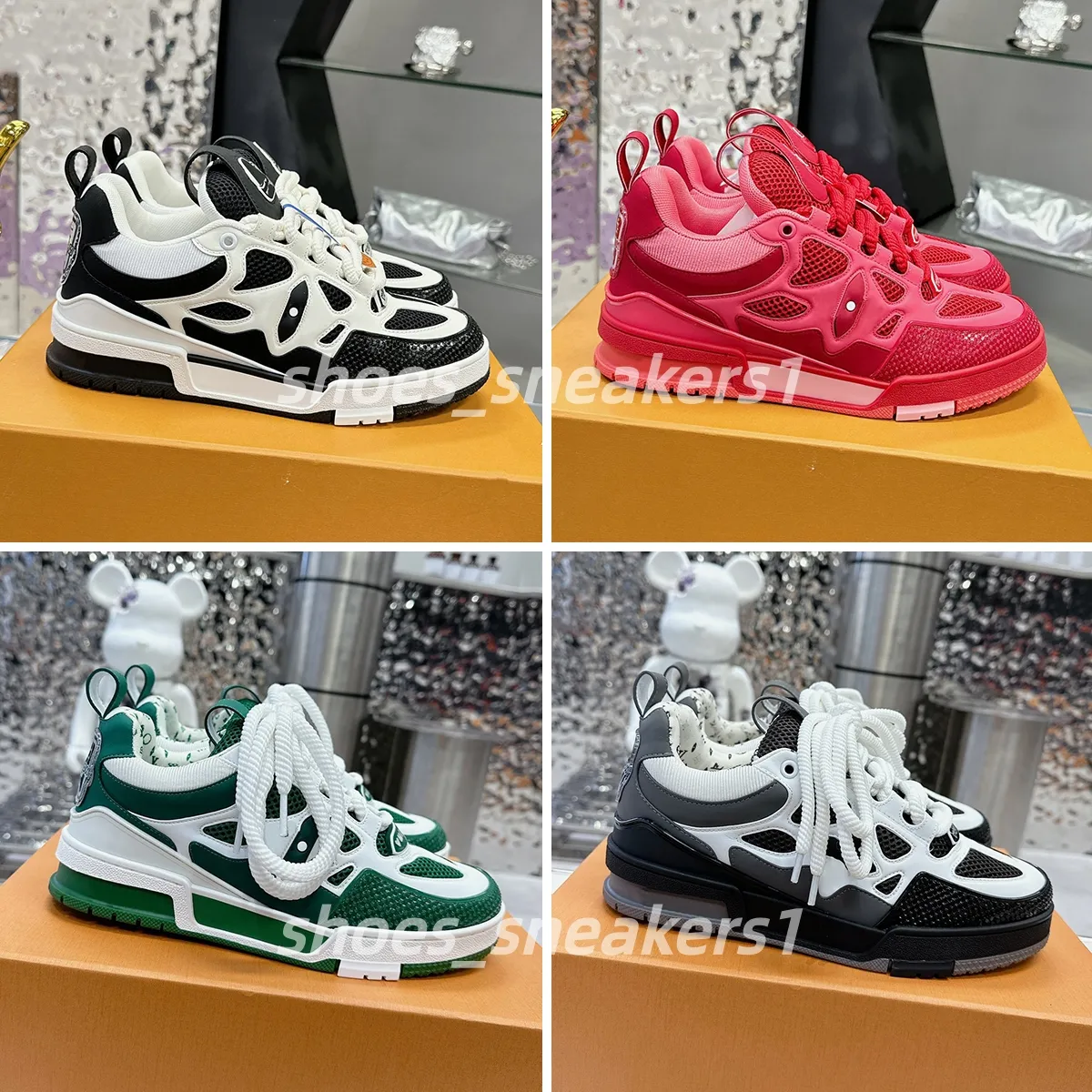 Designer Skate Shoes: Luxury Calfskin Leather Platform Trainers for Men ...