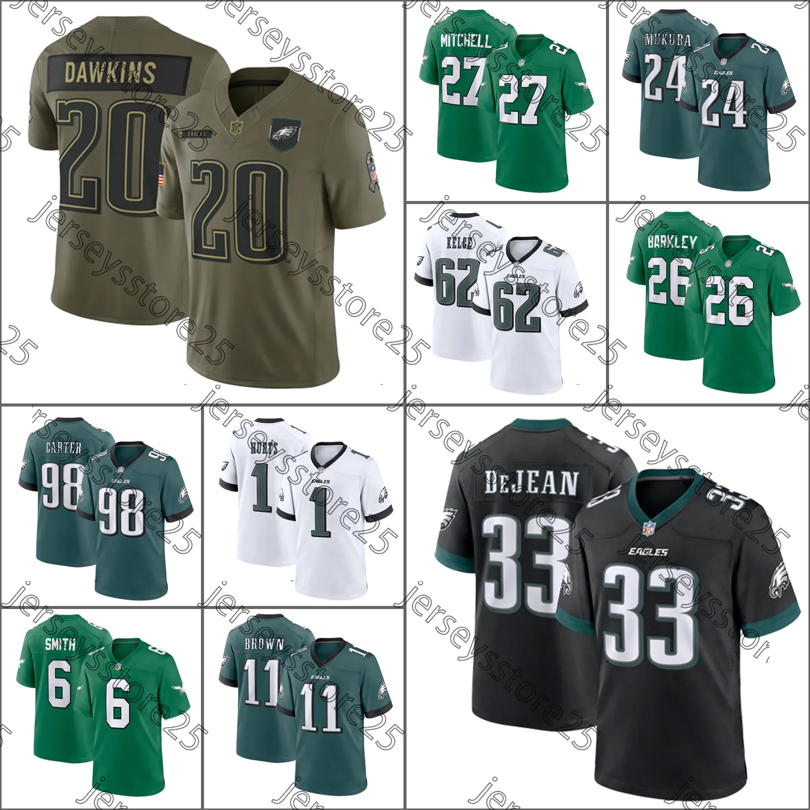 Saquon Barkley Football Jersey, Plus Eagles Jerseys for Jalen Hurts, A ...