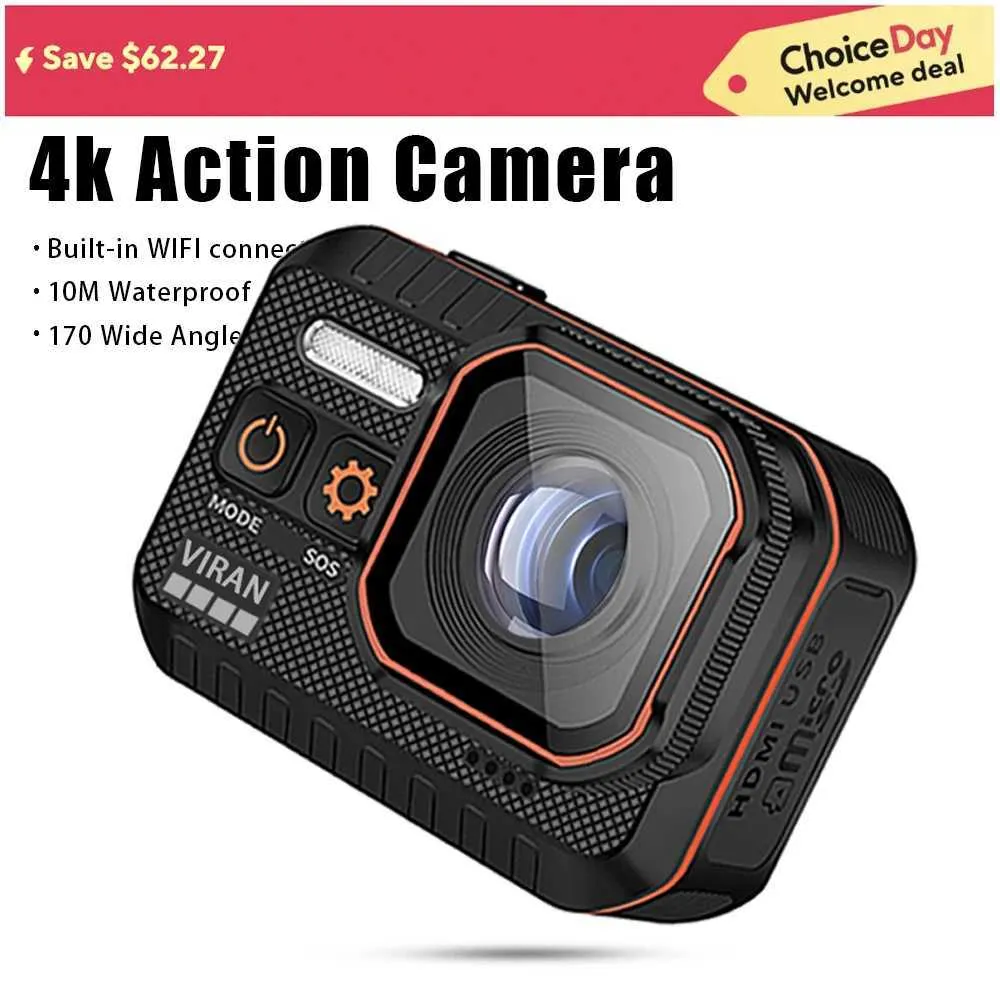 Action Camera 4K60FPS With Remote Control And Screen, Waterproof Sport ...
