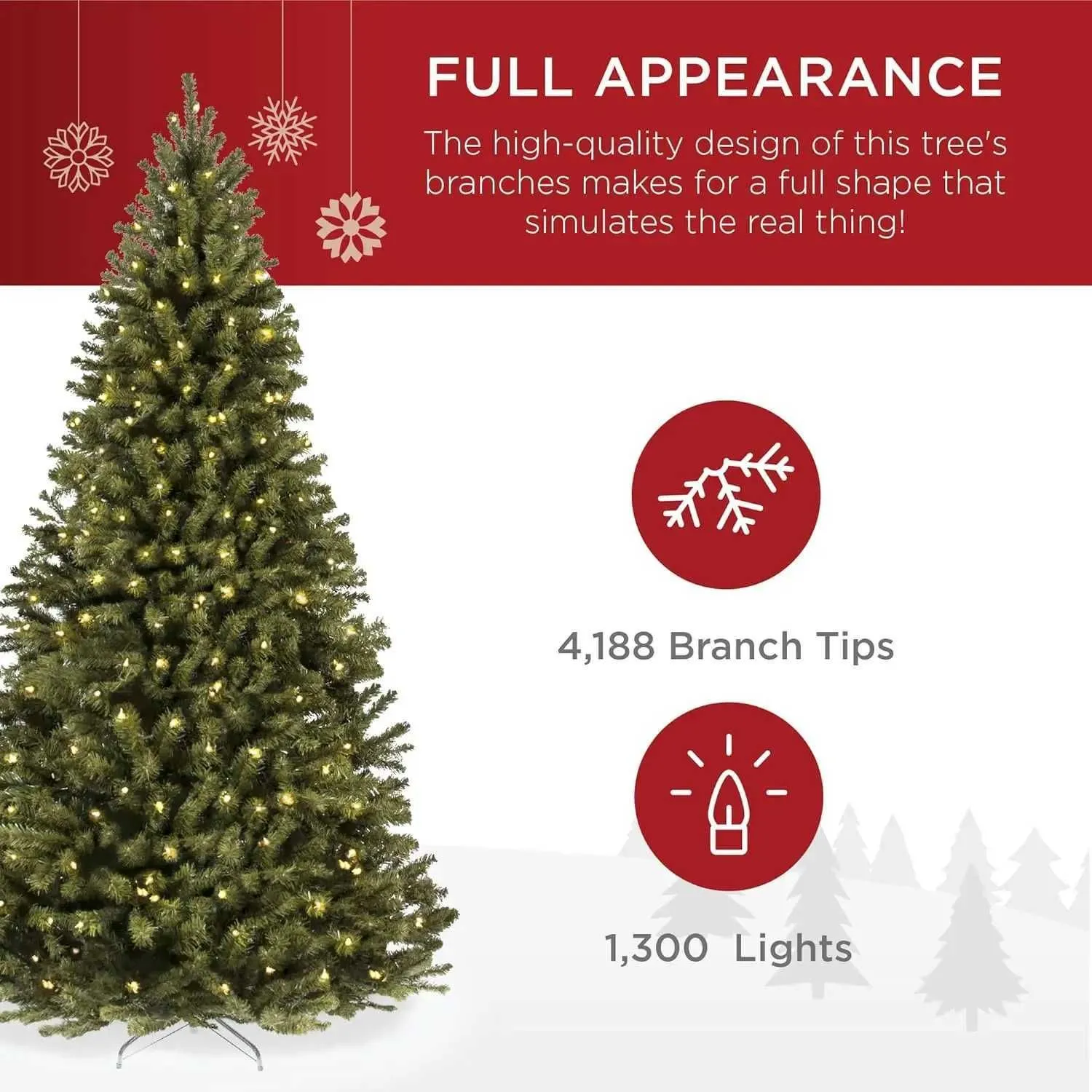 Pre-Lit 12ft Spruce Artificial Christmas Tree with 1300 Lights and 4188 ...
