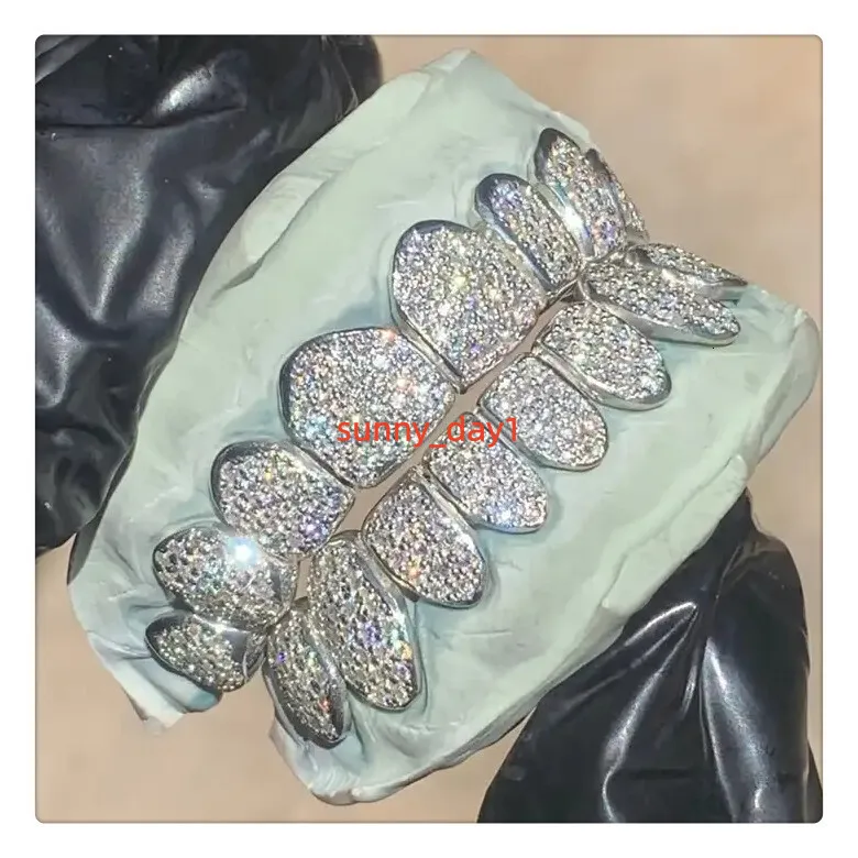 Iced Out 925 Sterling Silver Custom Designer Grillz with Handset ...