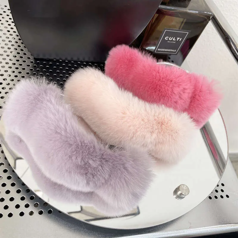 Autumn Winter Korean French Style Rex Rabbit Fur Shark Duckbill Clip ...