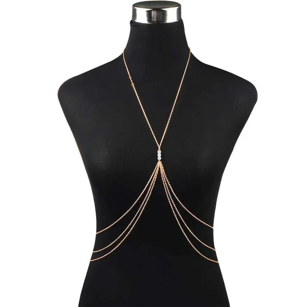 Simple Sexy Chest Chain Bikini Belly Chains For Women Cross Waist ...