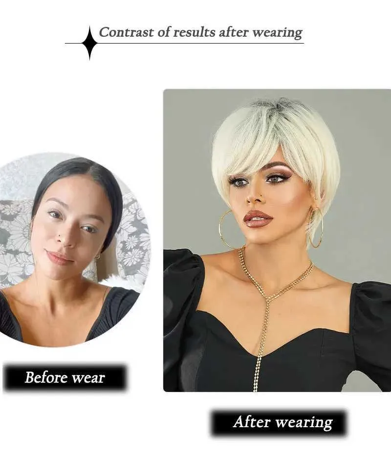 Namm Short Straight Platinum Wig for Women, Daily Cosplay Lolita Wig ...