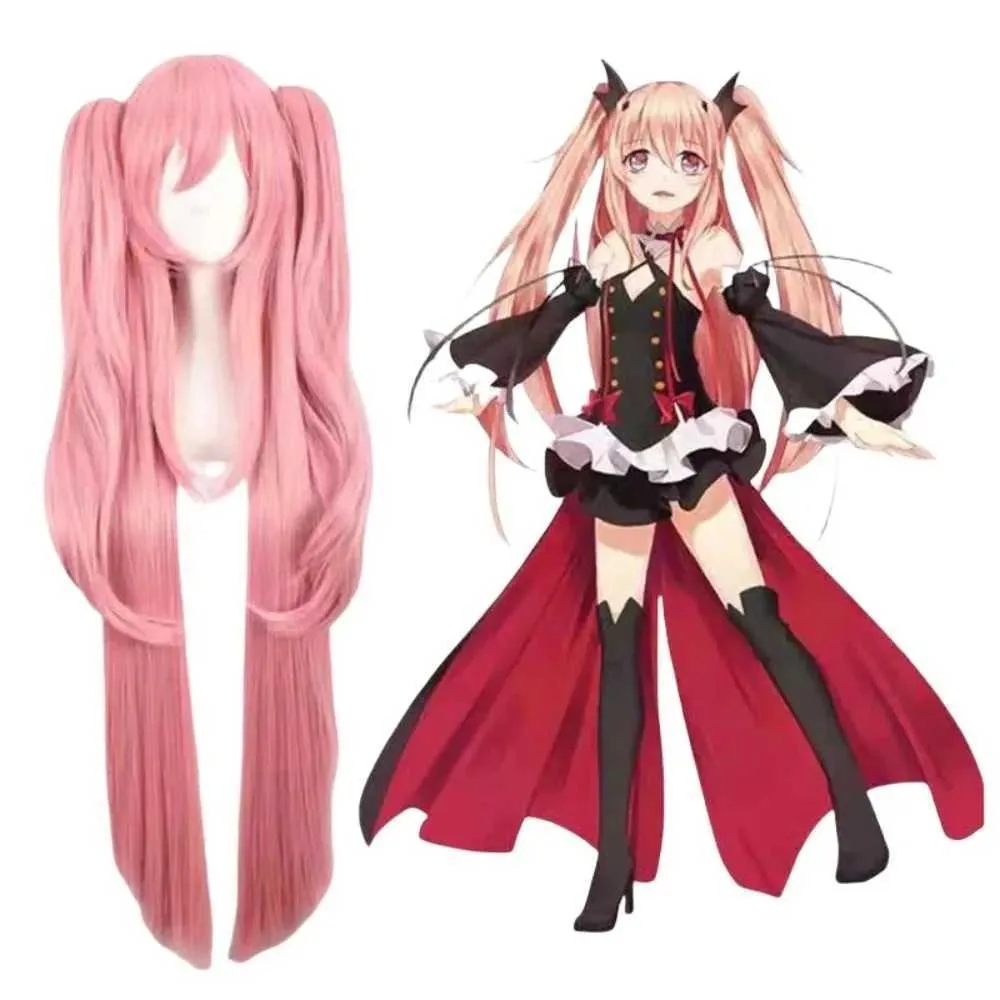 Anime Owari No Seraph Of The End Krul Tepes Cosplay Wig Pink 100CM Long ...
