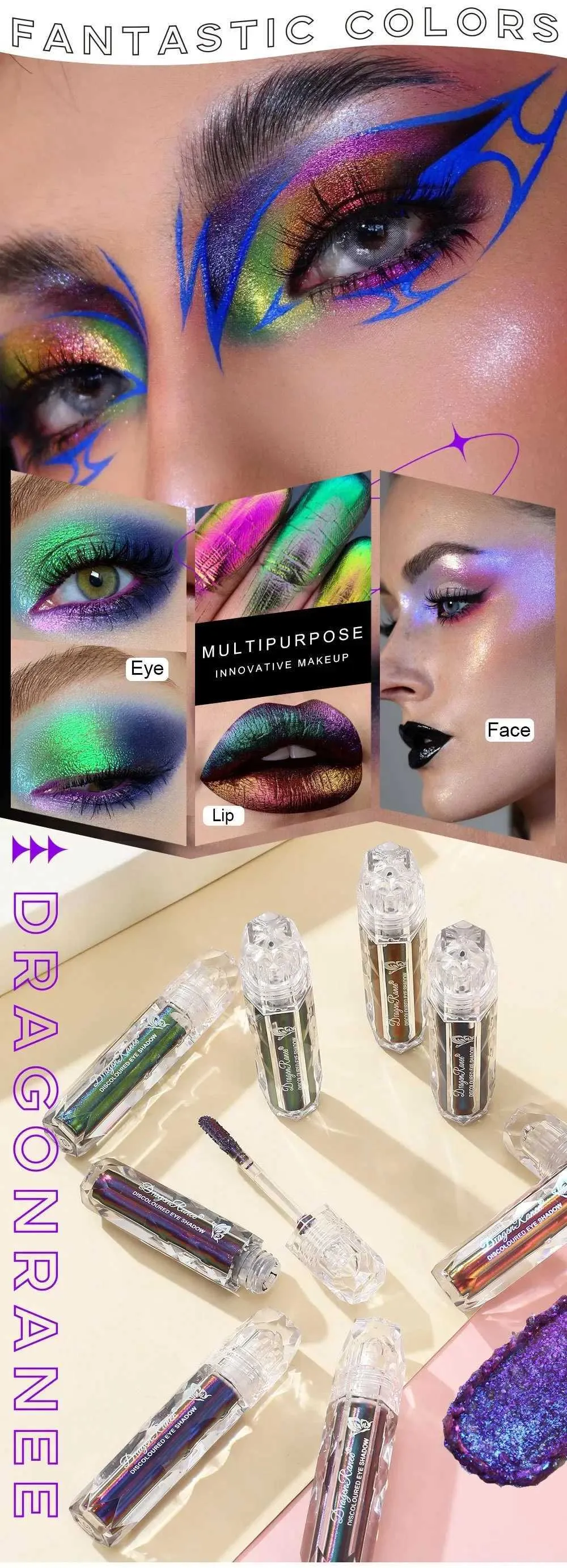 Metallic Discoloured Eyeshadow, Purple Green Glitter Chameleon ...