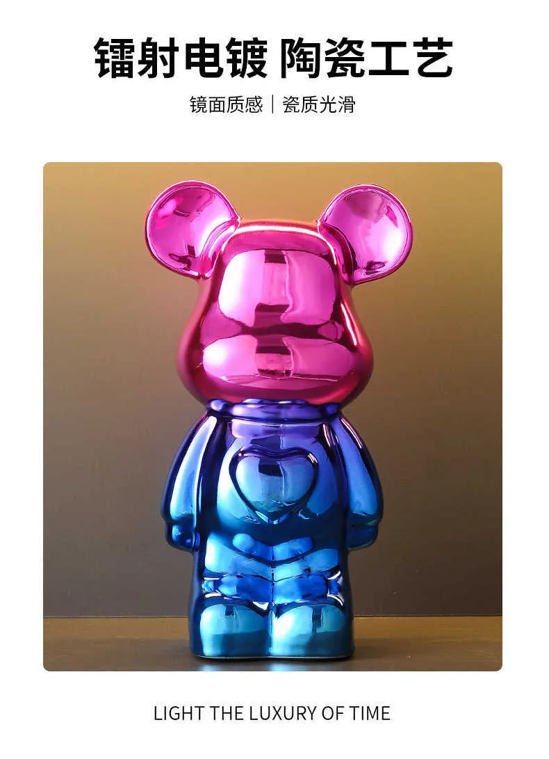 Light Luxury Ceramic Violent Bear Ornament for Home Decoration - Glass ...