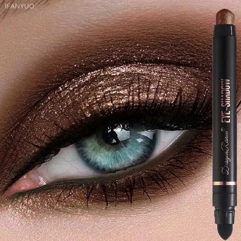 Double-Head Smoky Dark Green Brown Eyeshadow Pencil Stick - Waterproof ...