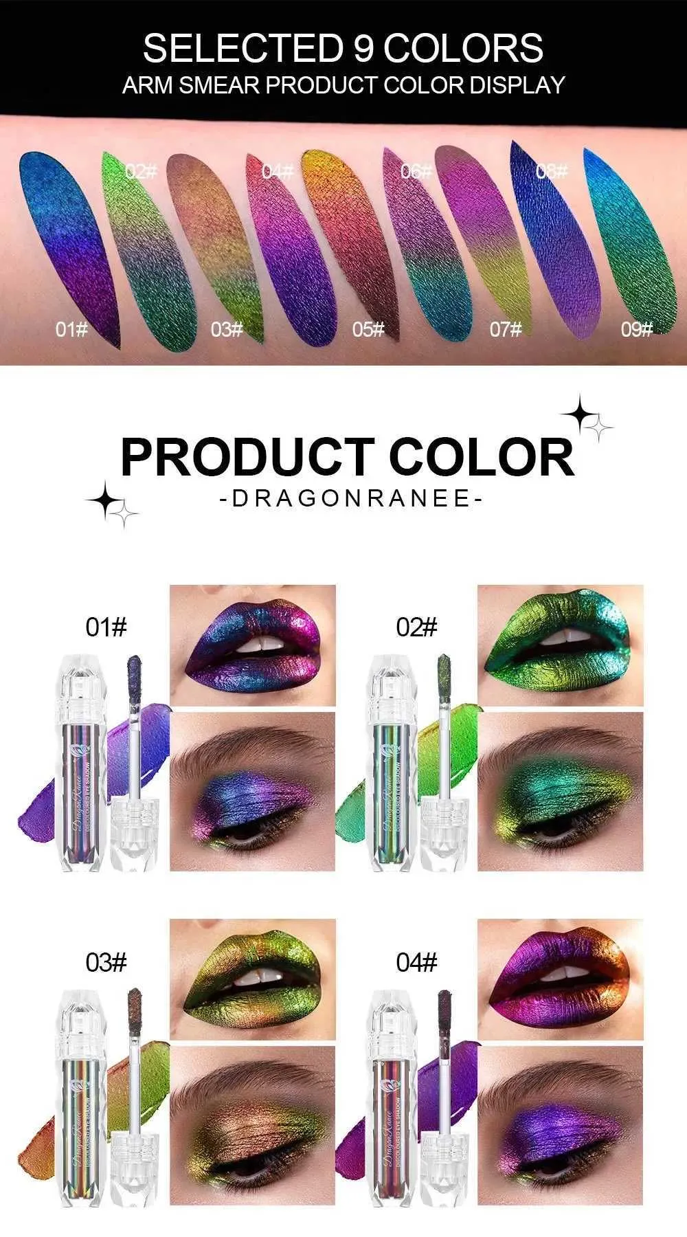 Metallic Discoloured Eyeshadow, Purple Green Glitter Chameleon ...