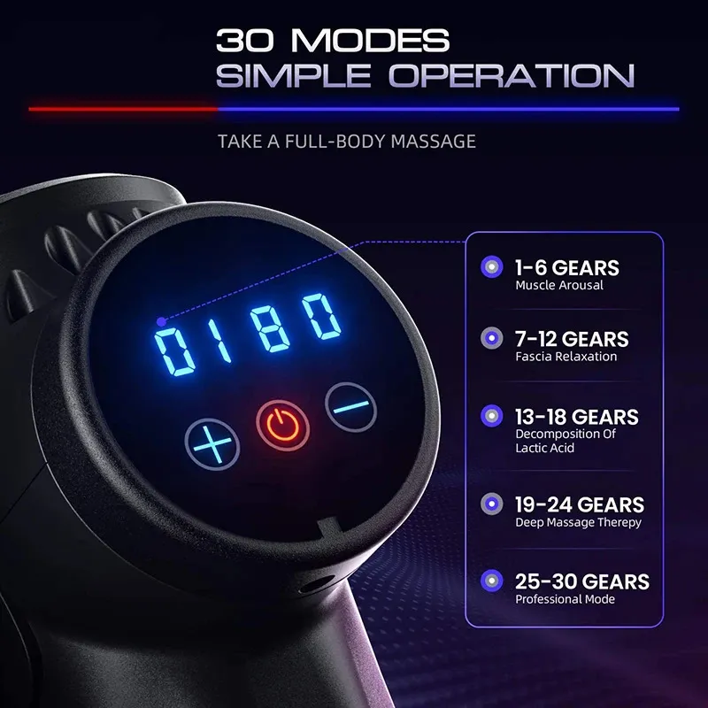 30 Level Massage Gun for Deep Muscle Relaxation, Body, Neck - Electric ...