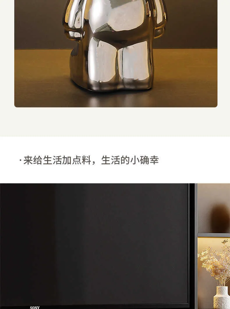 Light Luxury Ceramic Violent Bear Ornament for Home Decoration - Glass ...