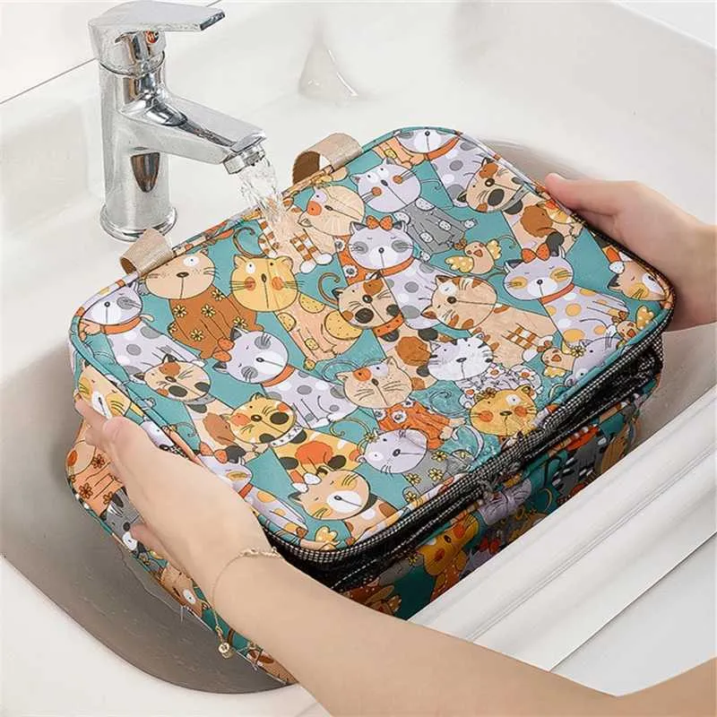Wet and Dry Separation Cosmetic Bag, Large Capacity Cartoon Makeup Case ...