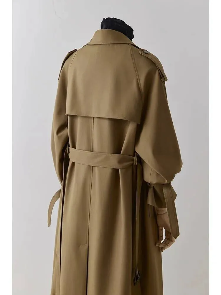 Lautaro Spring Autumn Oversized Khaki Long Trench Coat for Women ...