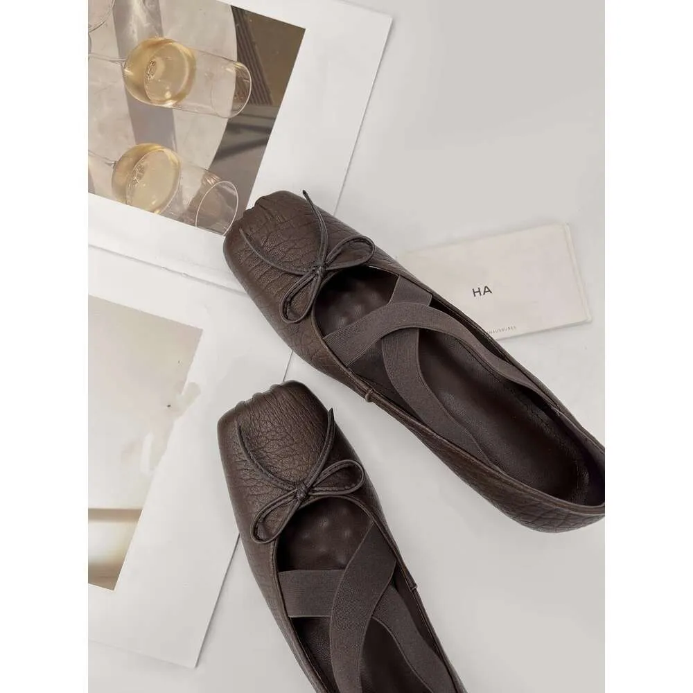 New French Style Square Toe Ballet Flats with Bowknot Cross Mary Jane ...